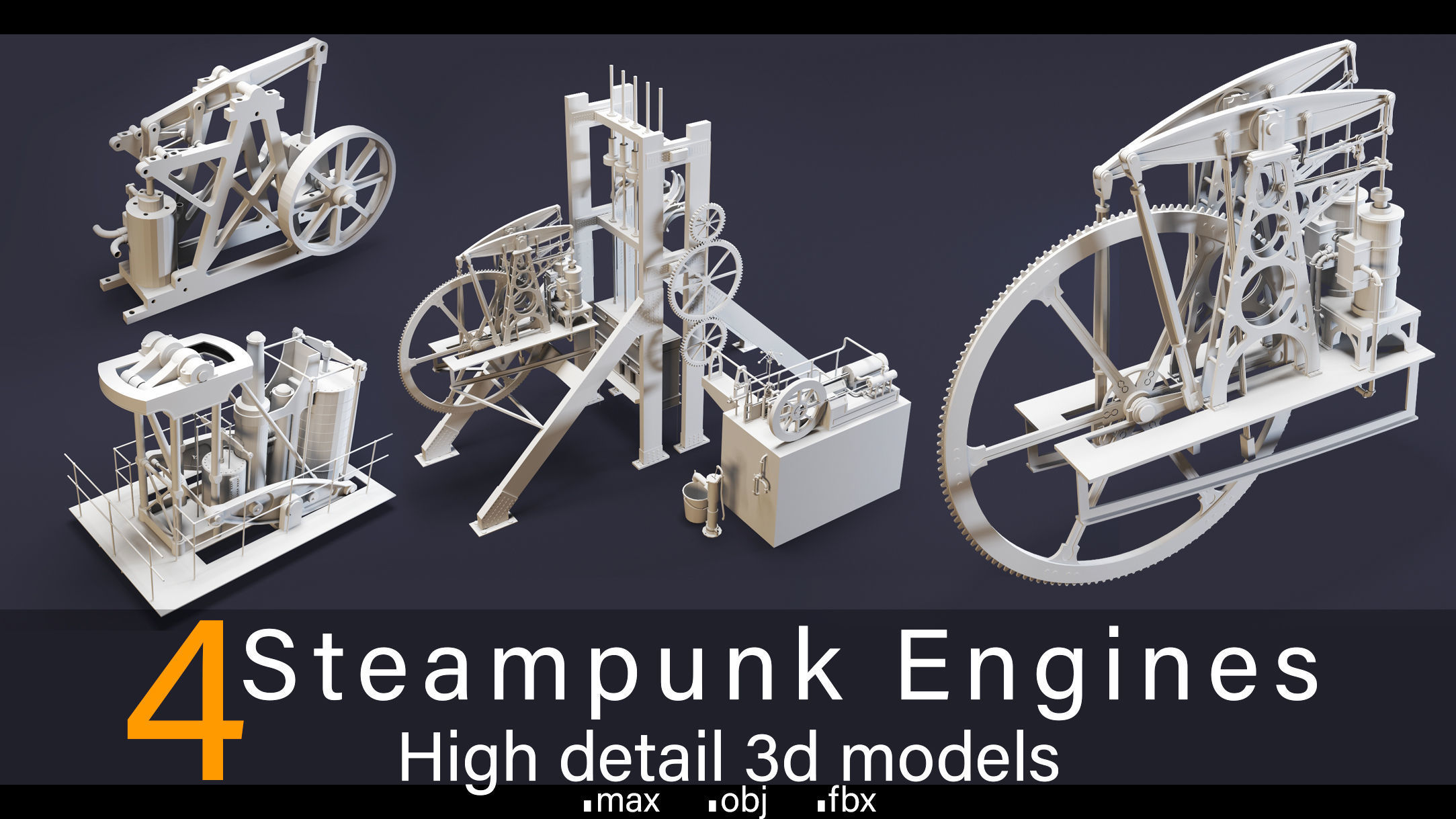 4- Steampunk Engines- High detail 3d models 3D model | CGTrader