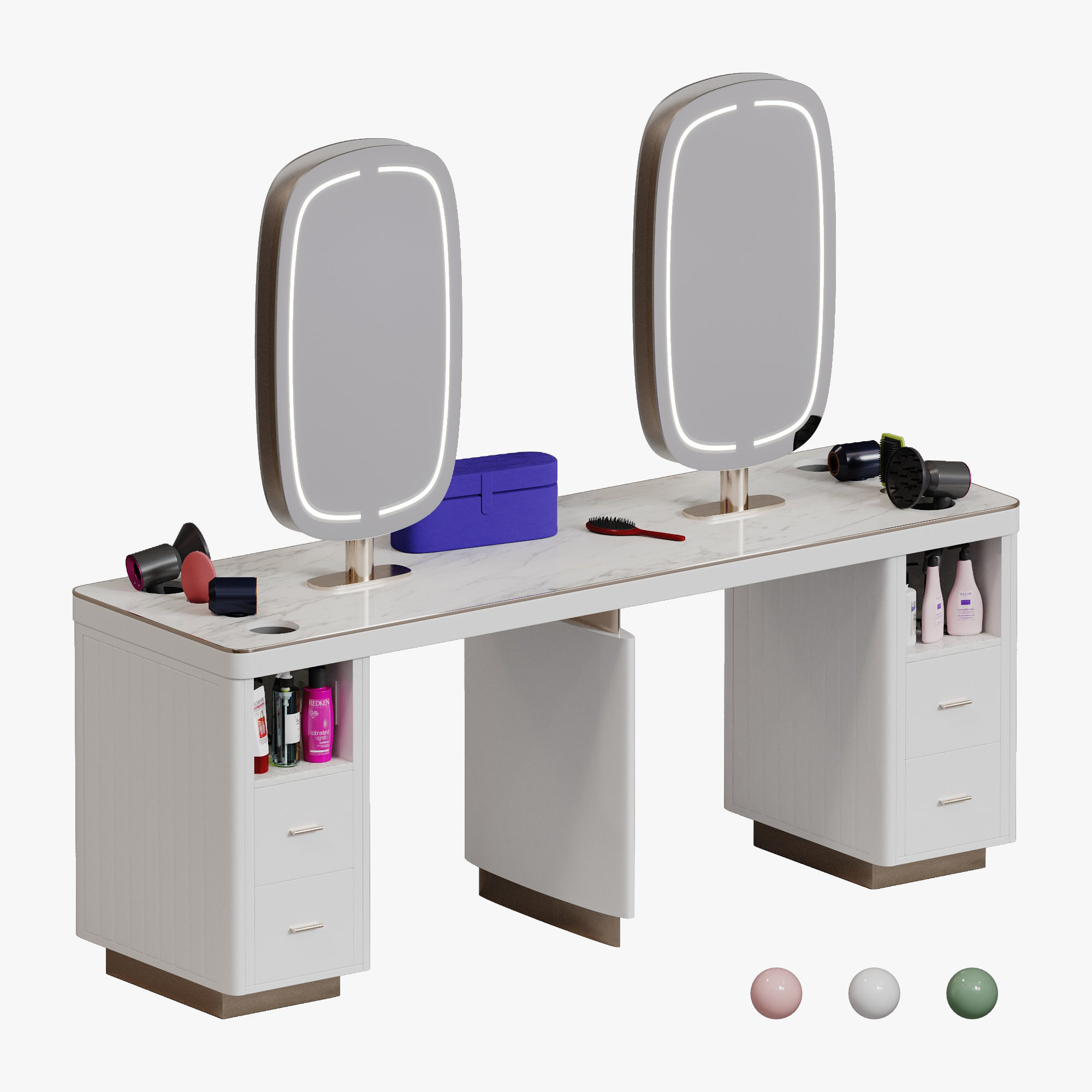 3D model Mirror station barber table Yoocell OC7079 VR / AR / low-poly ...