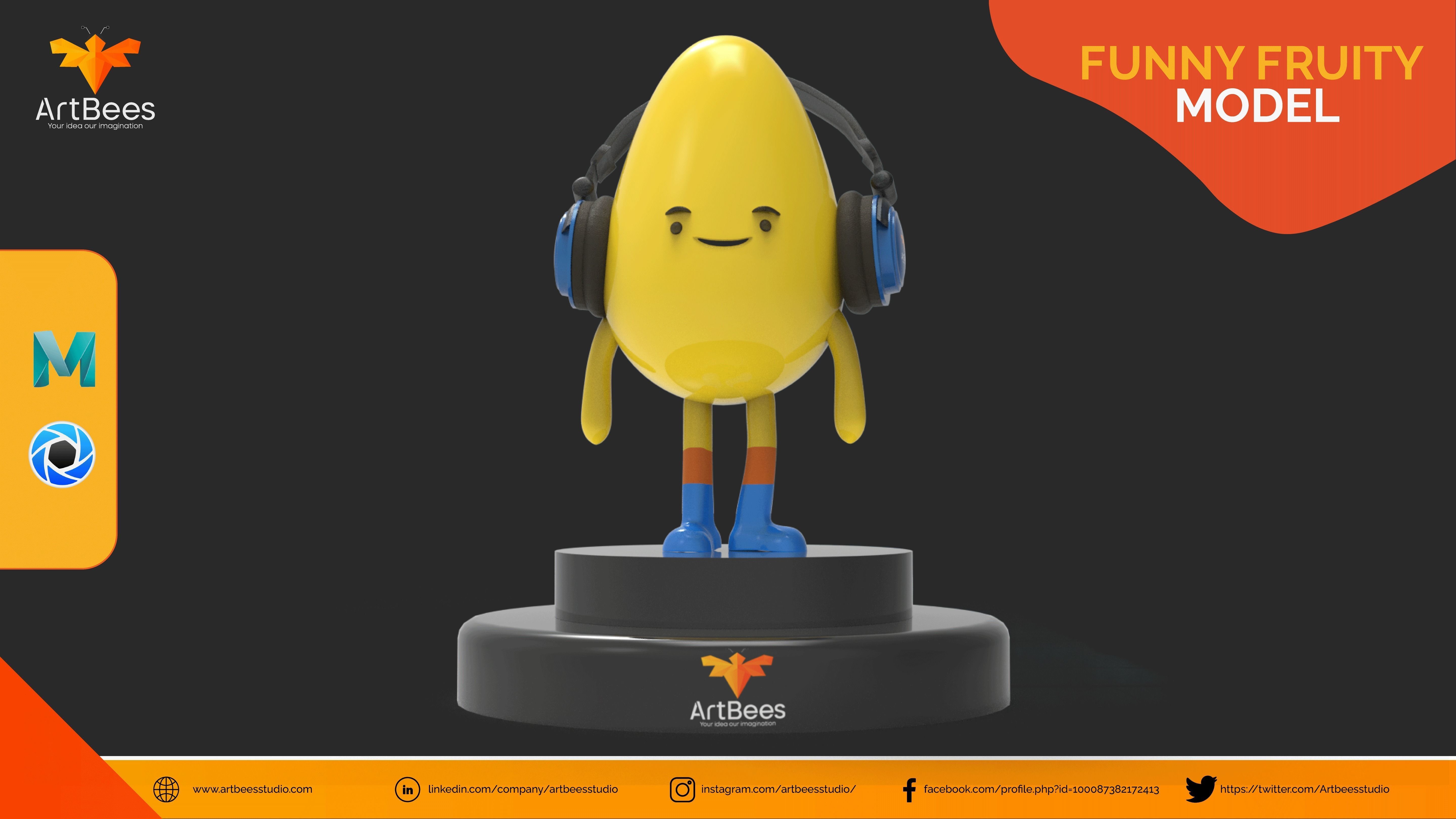 3D model Funny Fruity 3D Model VR / AR / low-poly | CGTrader