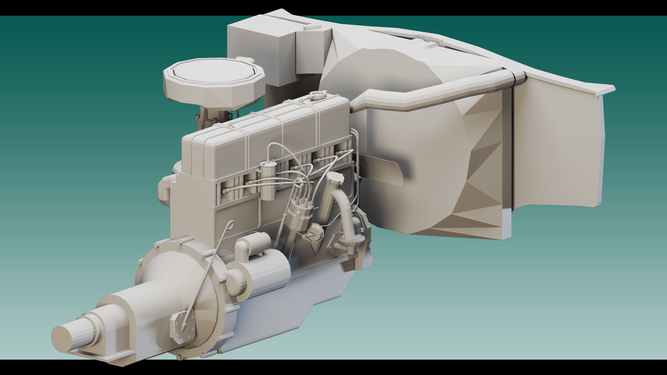 3D model 3 in one-14 Industrial Engines- High detail 3d models VR / AR ...