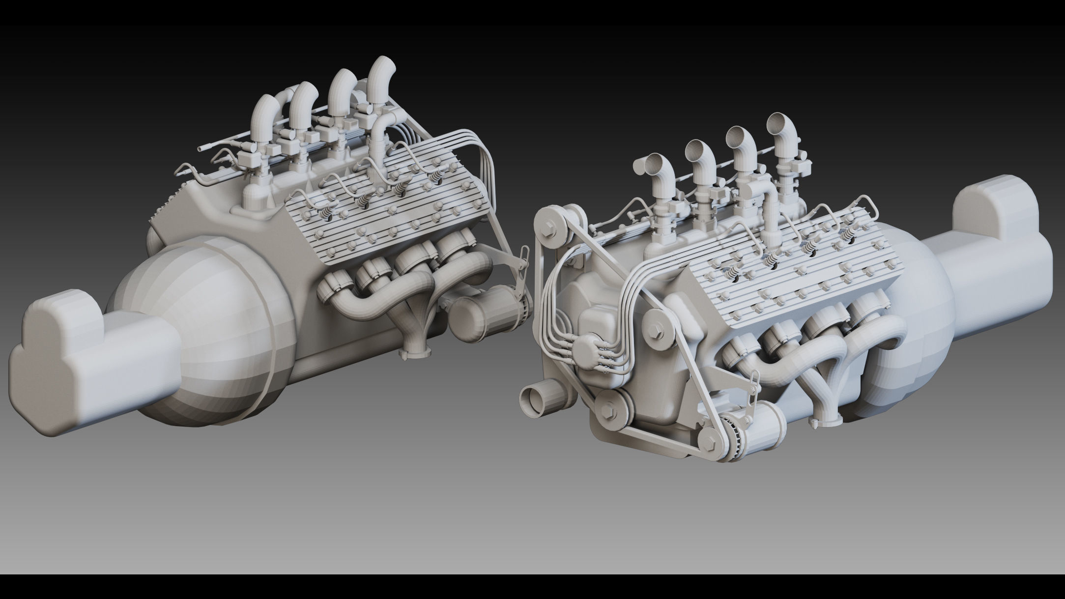 3D model 3 in one-14 Industrial Engines- High detail 3d models VR / AR ...