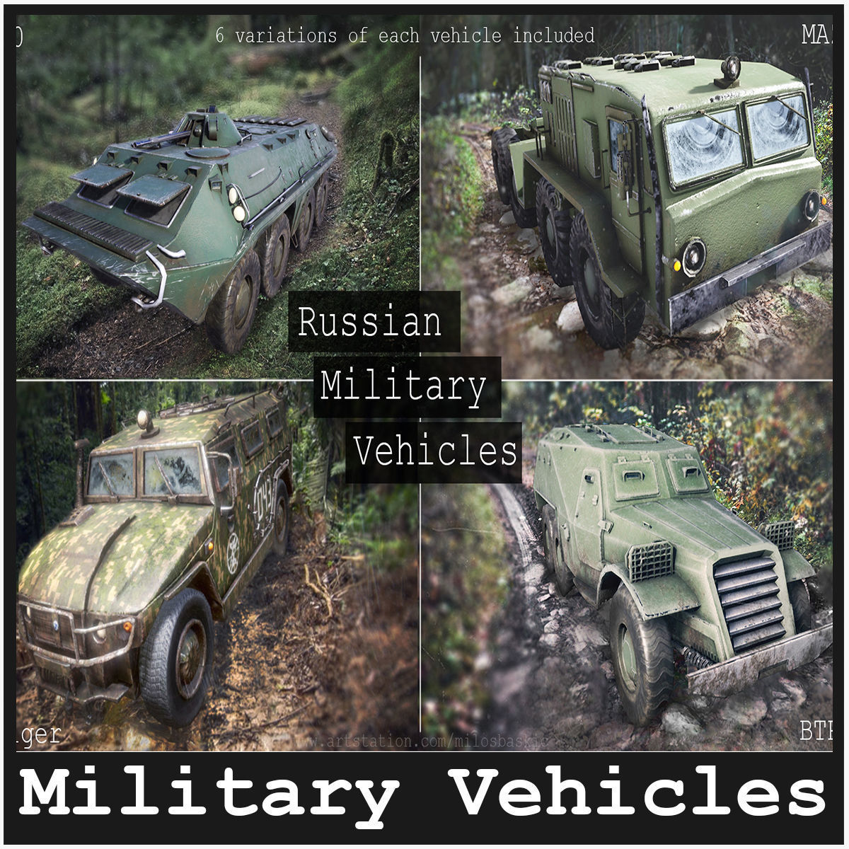 3D model Functional - 4 Russian Military Vehicles 6 Versions per ...