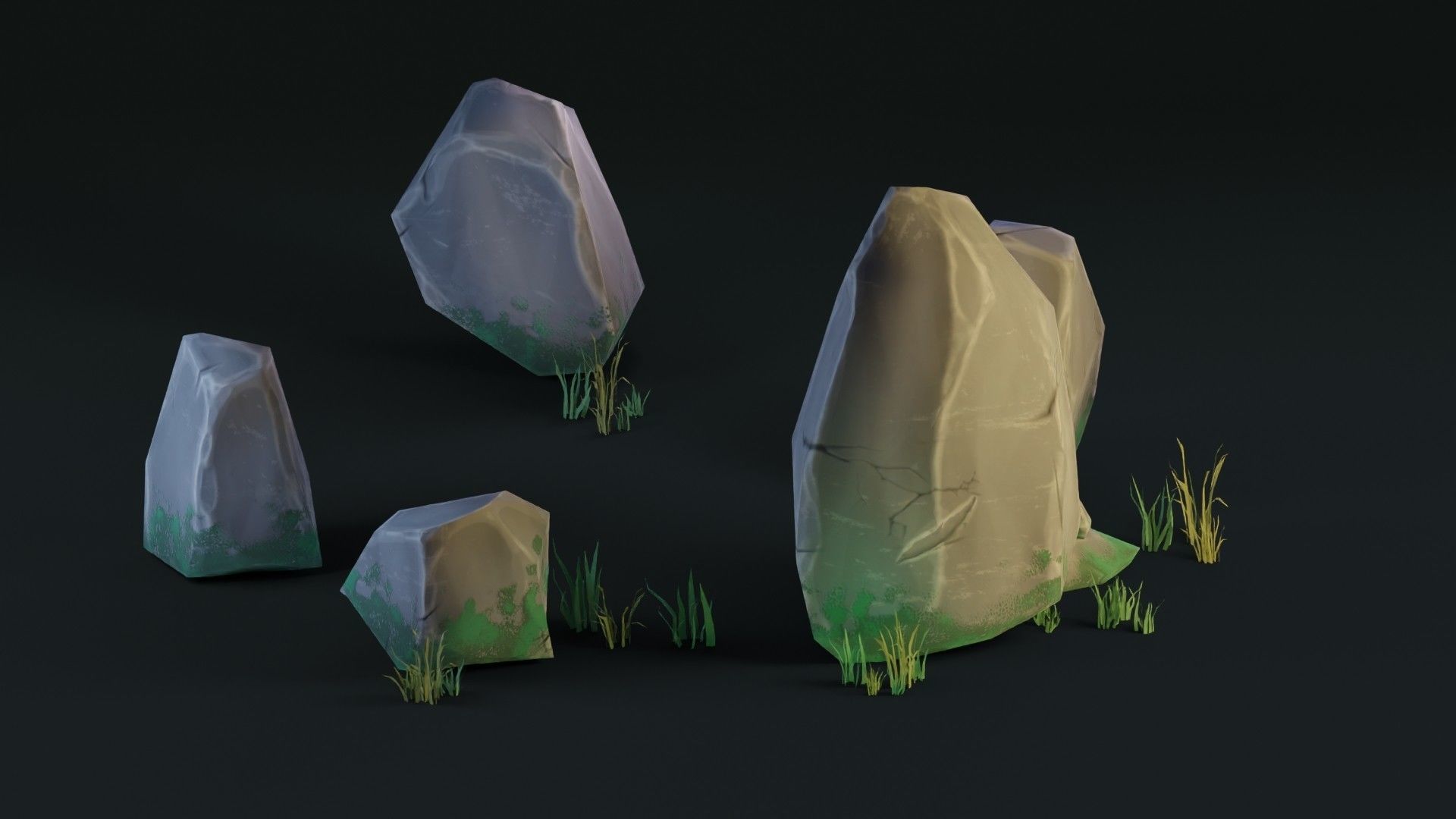 3D model Set of 10 Stylized Rocks VR / AR / low-poly | CGTrader
