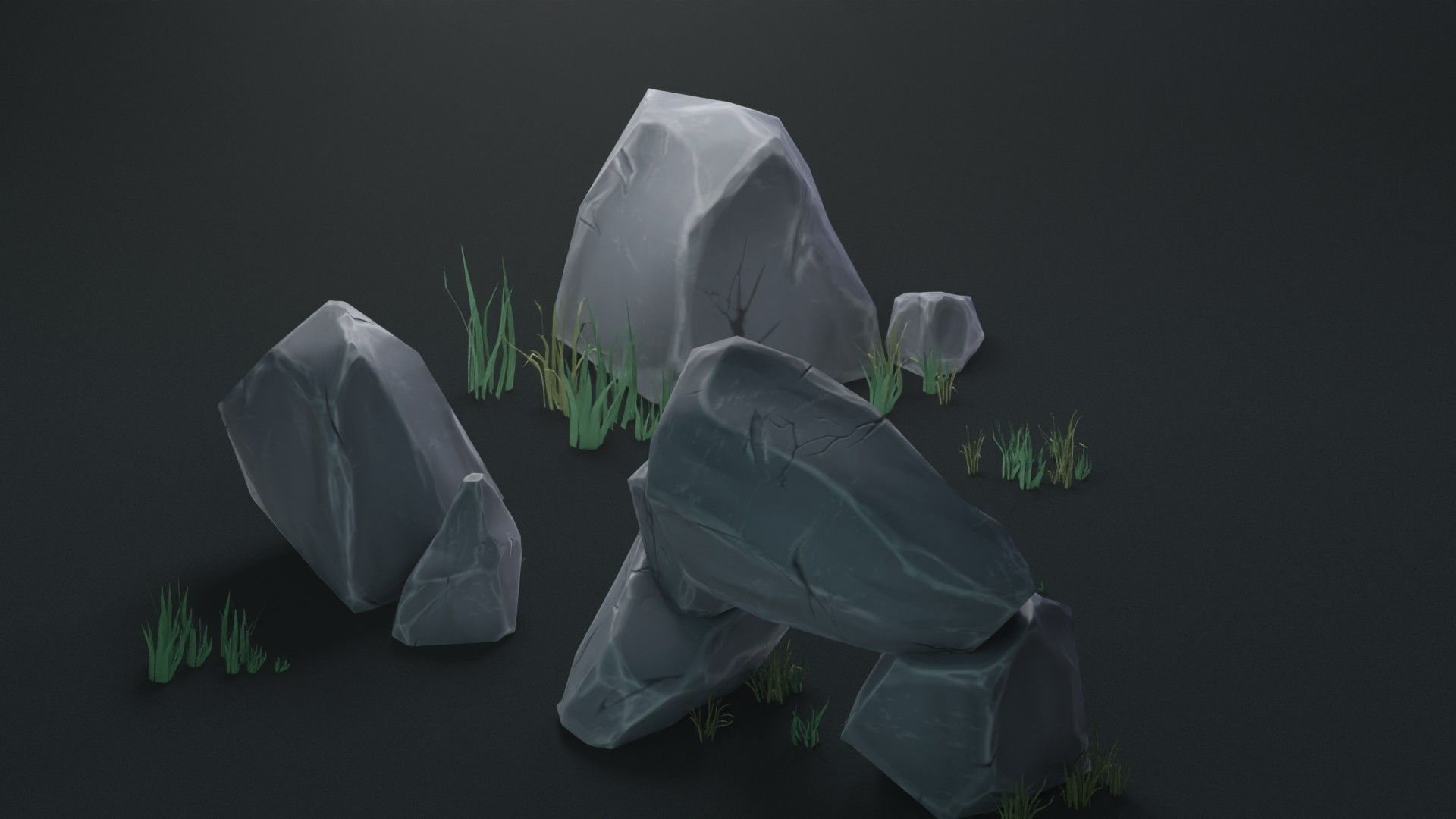 3D model Set of 10 Stylized Rocks VR / AR / low-poly | CGTrader
