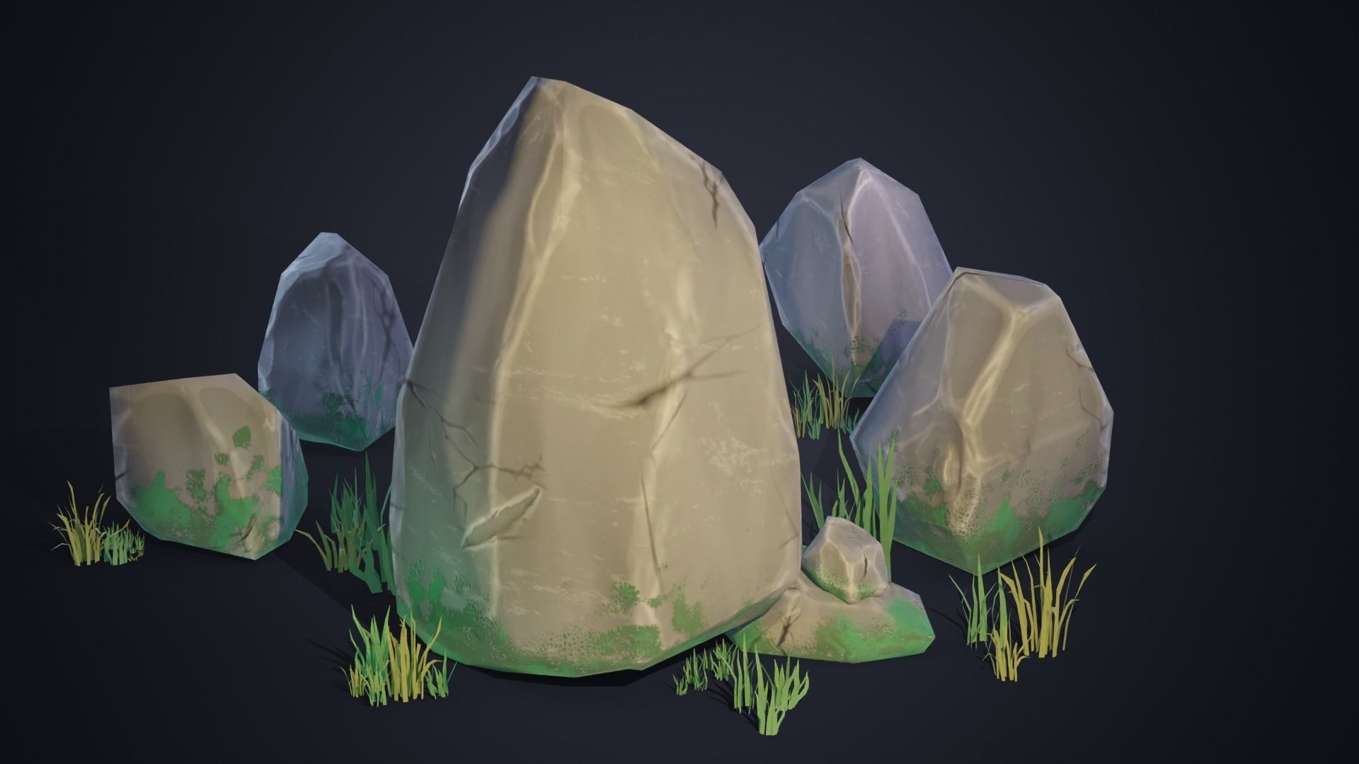 3D model Set of 10 Stylized Rocks VR / AR / low-poly | CGTrader