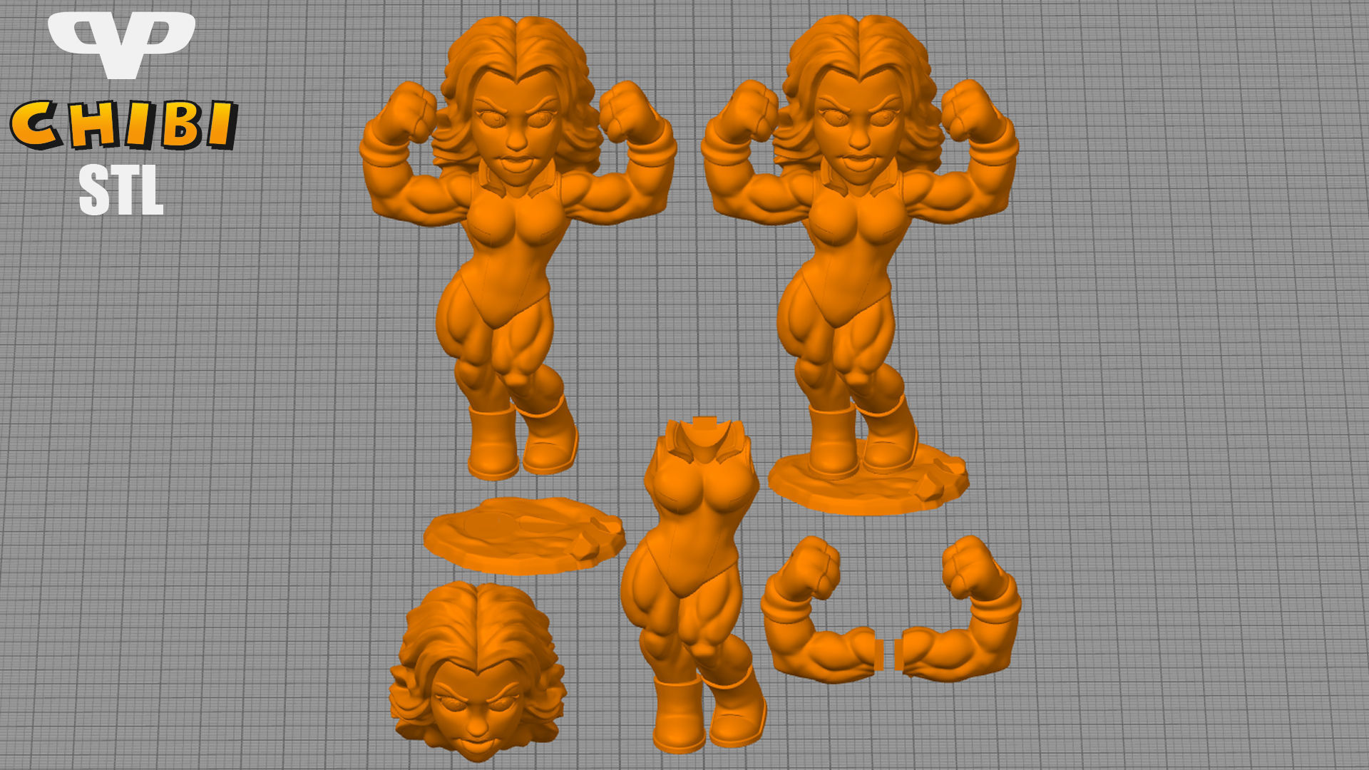 She-Hulk Chibi STL for 3D Printing ChibiSTL 3DXM 3D model 3D printable ...