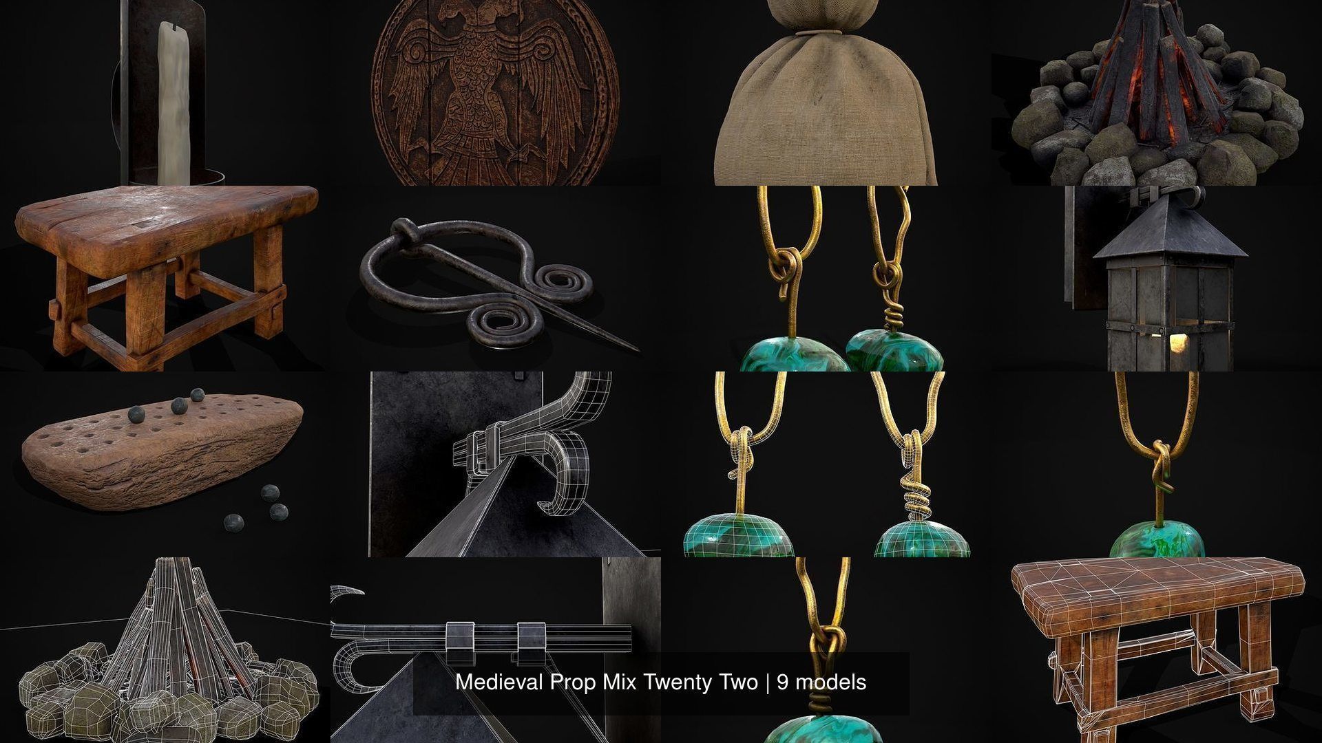 3D Model Collection Medieval Prop Mix Twenty Two VR / AR / low-poly ...