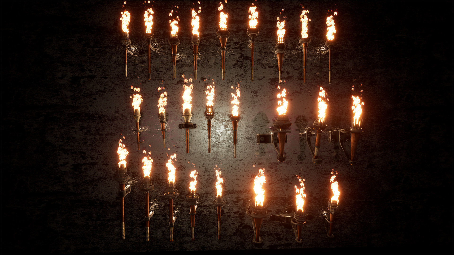 3D model Ultimate Torches package 50 Variations VR / AR / low-poly ...