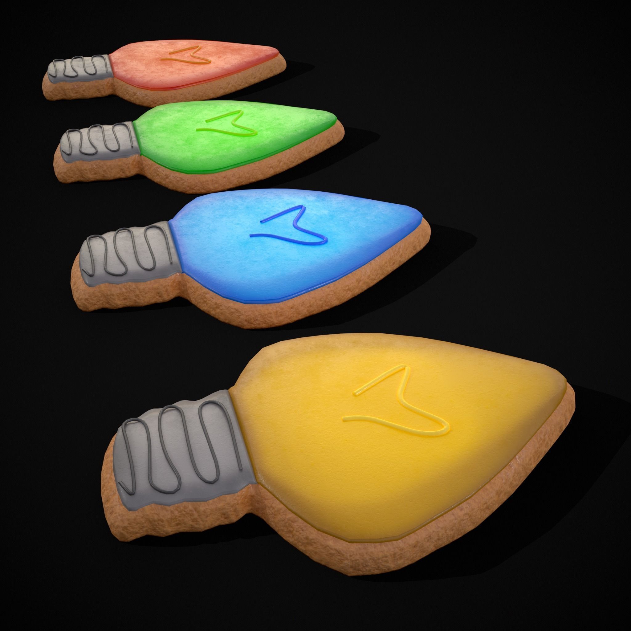 3D model Colored Light Bulb Christmas Cookies VR / AR / low-poly | CGTrader