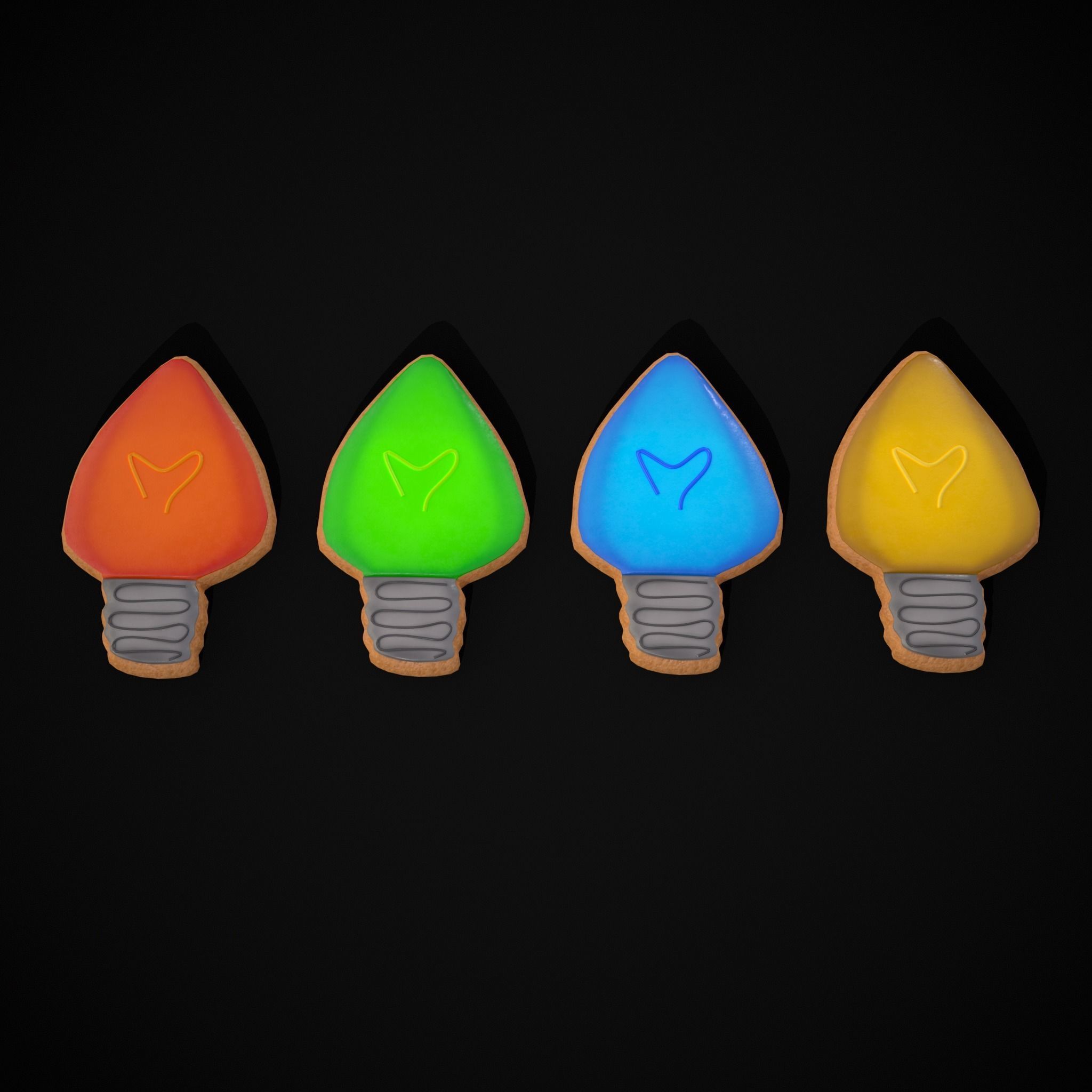 3D model Colored Light Bulb Christmas Cookies VR / AR / low-poly | CGTrader