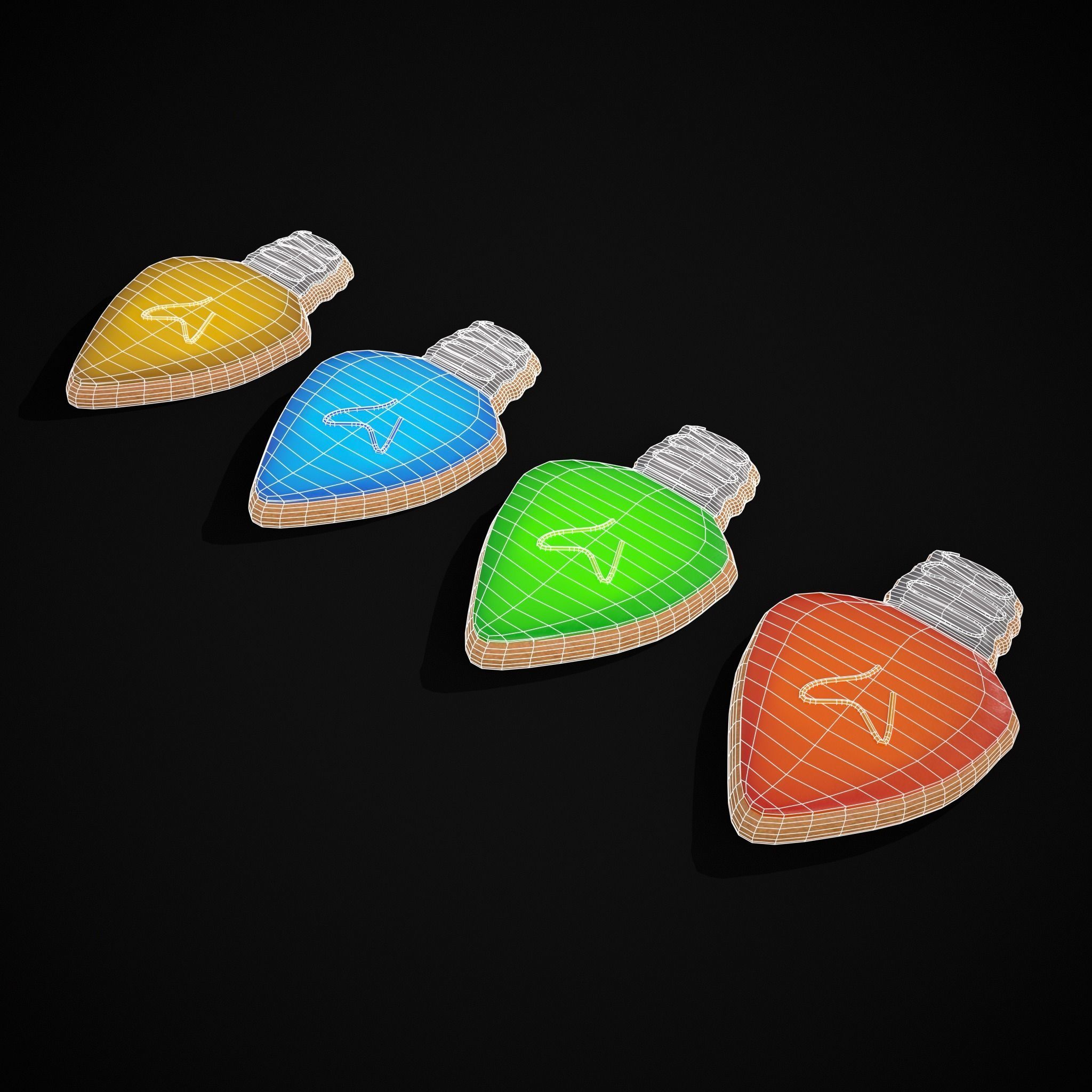 3D model Colored Light Bulb Christmas Cookies VR / AR / low-poly | CGTrader