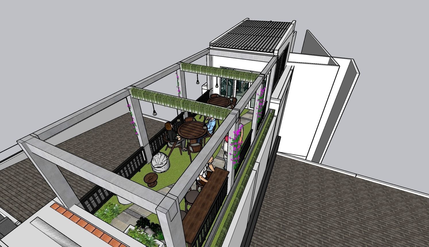 ROOFTOP GARDEN WITH INTERIOR 3D model | CGTrader