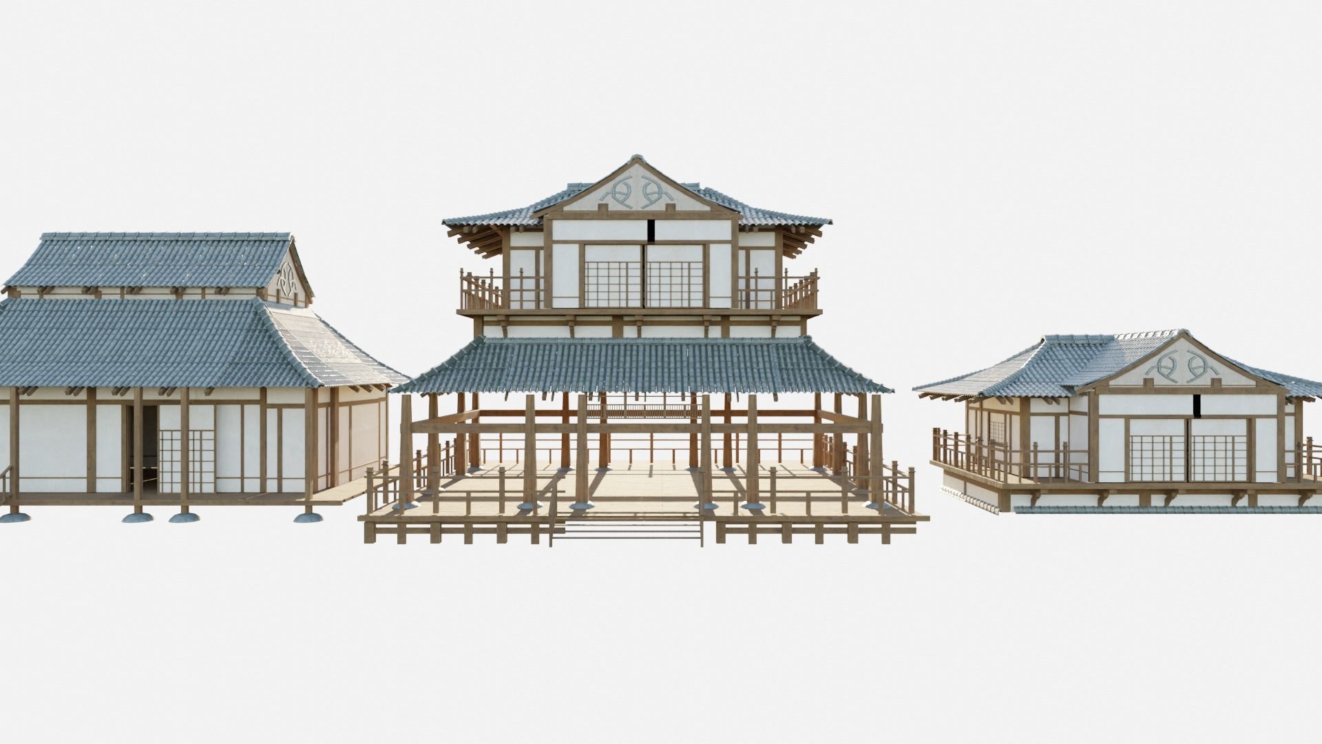 3D model japanese modular buildings with 4k textures VR / AR / low-poly ...