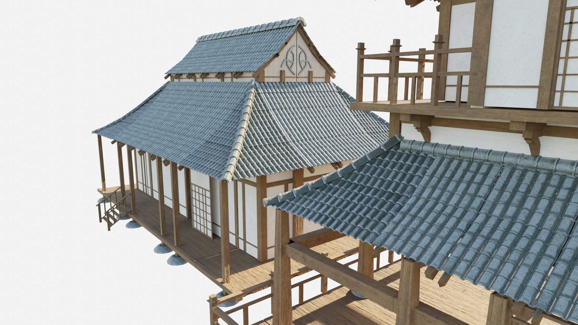 3D model japanese modular buildings with 4k textures VR / AR / low-poly ...
