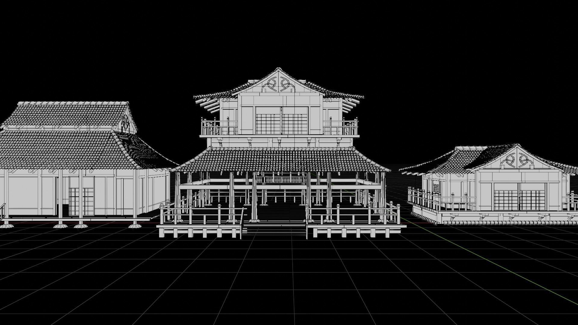 3D model japanese modular buildings with 4k textures VR / AR / low-poly ...