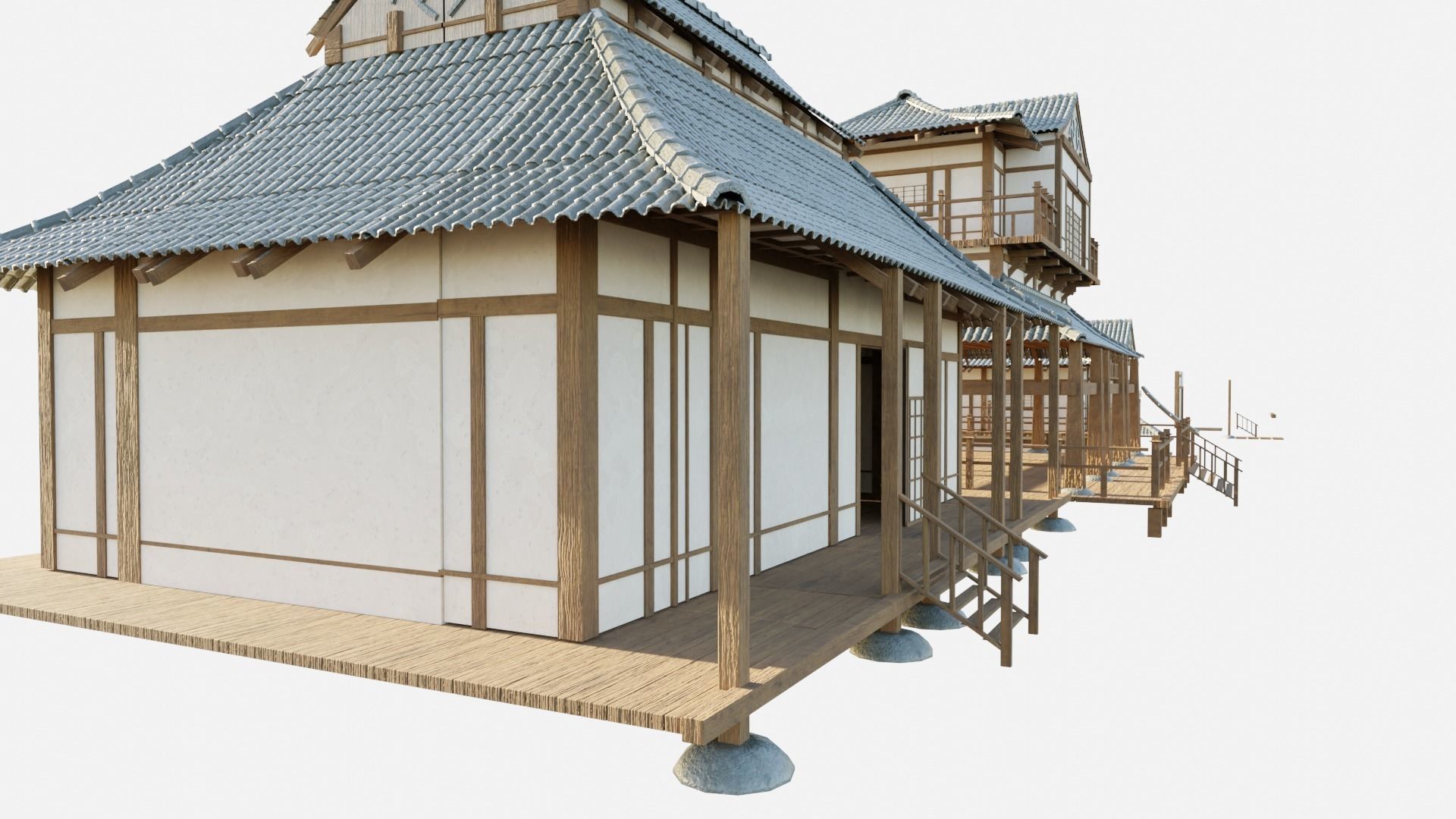 3D model japanese modular buildings with 4k textures VR / AR / low-poly ...