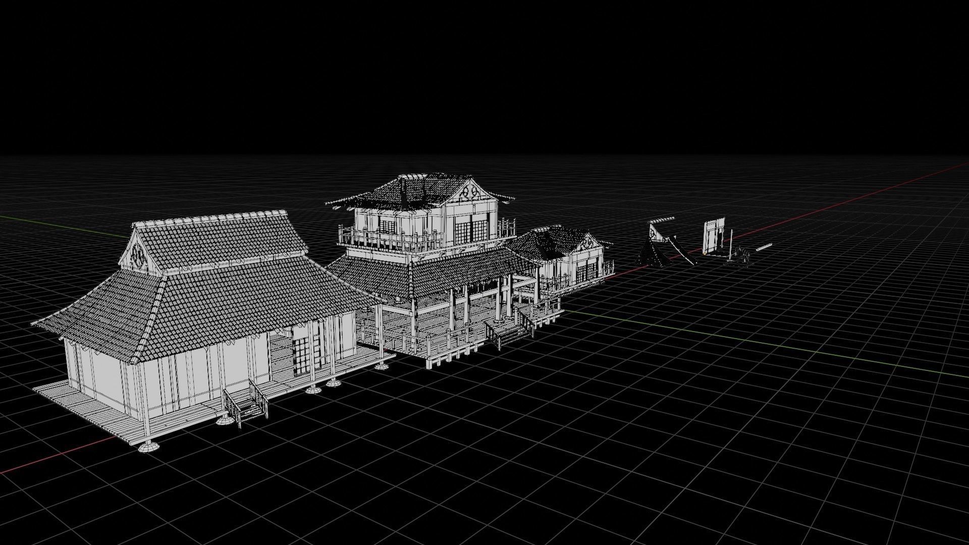 3D model japanese modular buildings with 4k textures VR / AR / low-poly ...