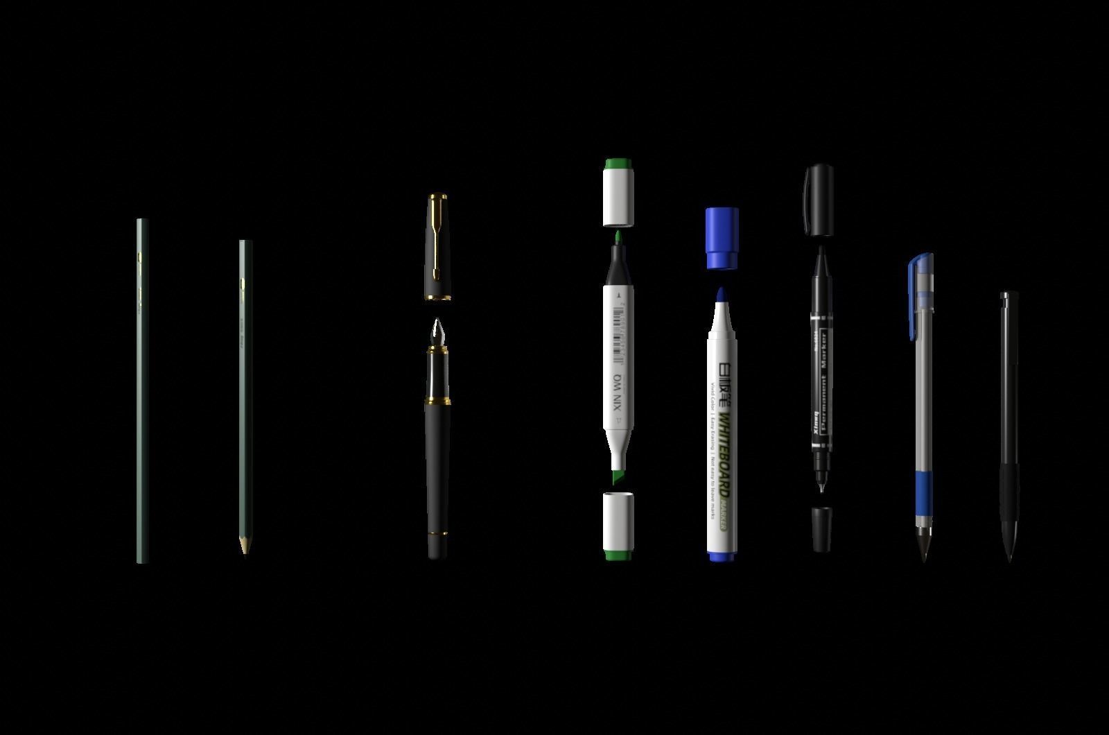 Types of Pens 3D model | CGTrader