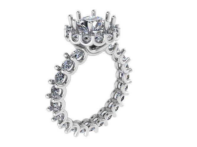 Bright Round diamond ring 2302 3D print model 3D model 3D printable ...