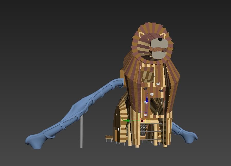 Wooden animal lion playground with slide 3D model | CGTrader