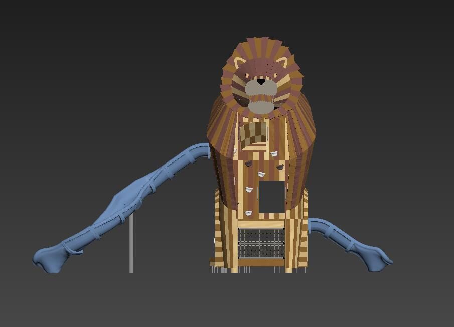 Wooden animal lion playground with slide 3D model | CGTrader