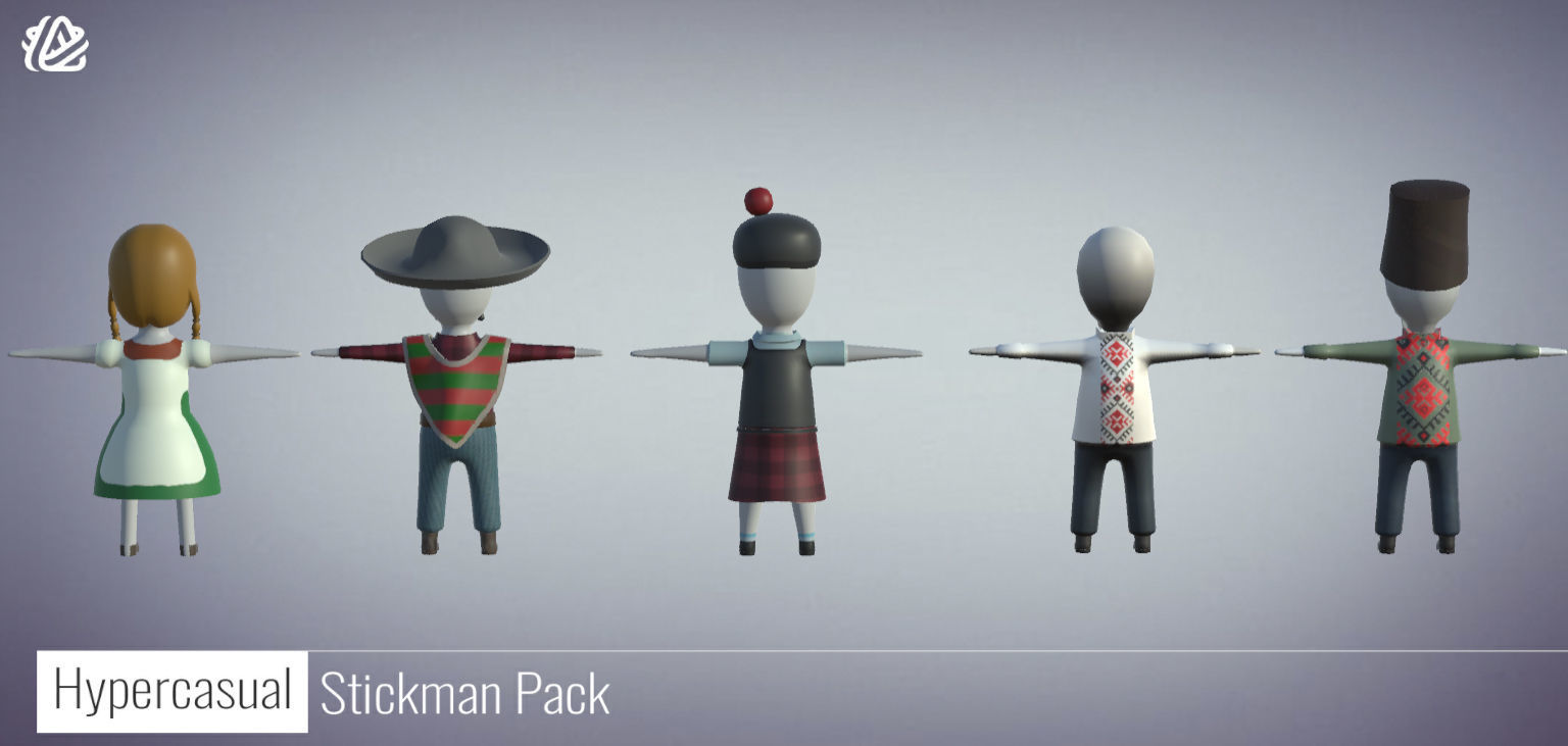 3D model Lowpoly Stickman Pack - 3D Figure models VR / AR / low-poly ...