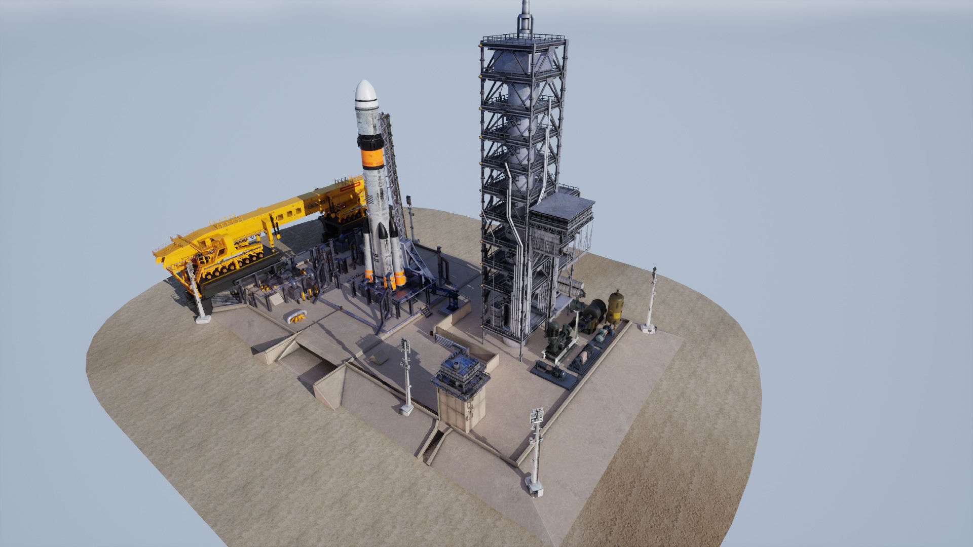 3D model Russian Rocket Launch Modular Environment VR / AR / low-poly ...