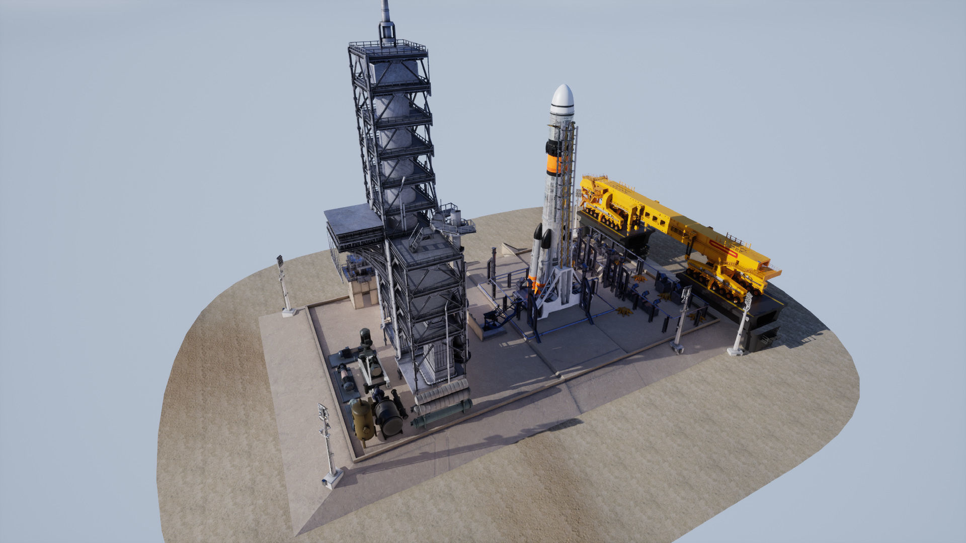 3D model Russian Rocket Launch Modular Environment VR / AR / low-poly ...