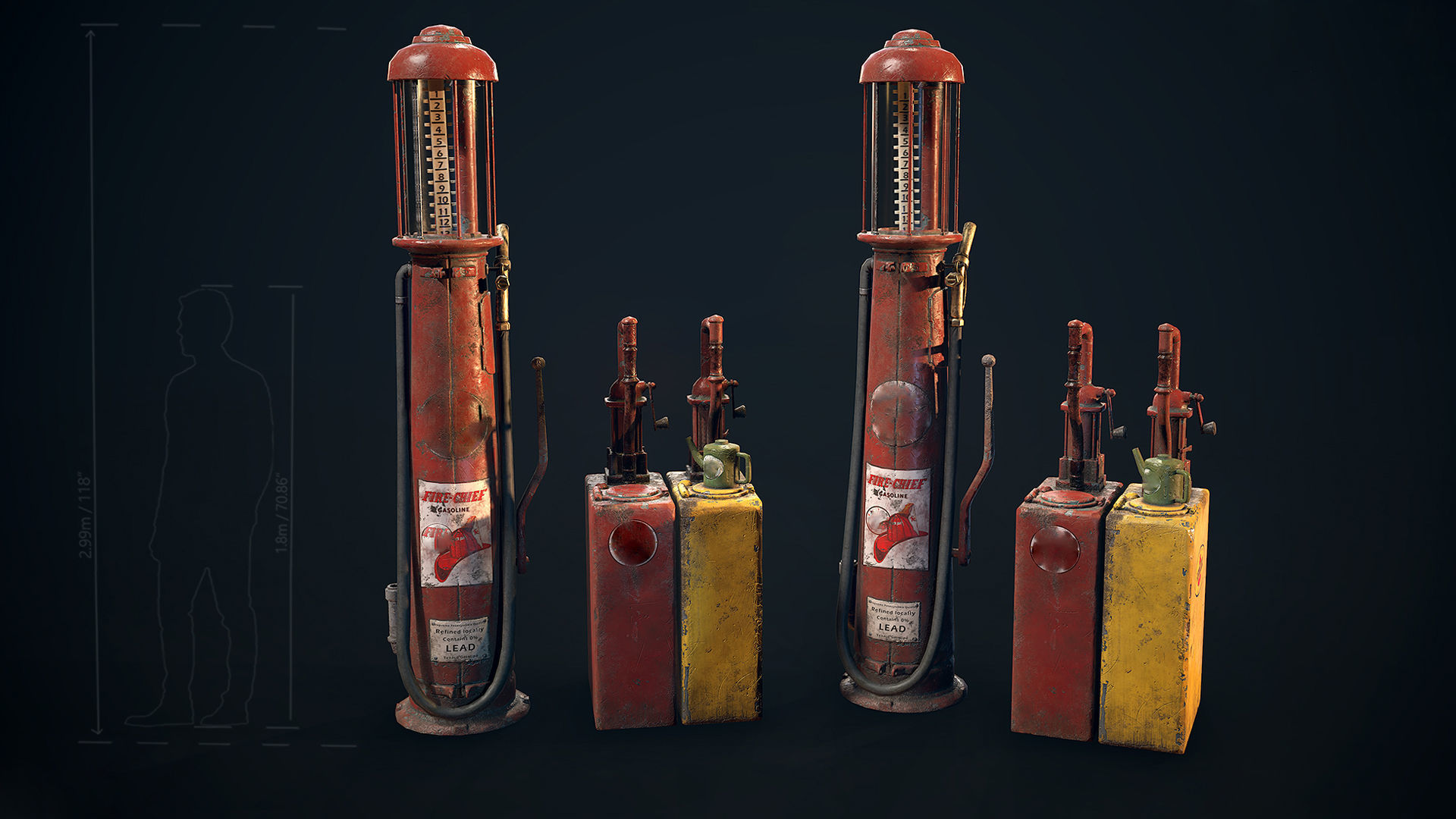 3D model Route 66 Gas Station Modular Environment VR / AR / low-poly ...