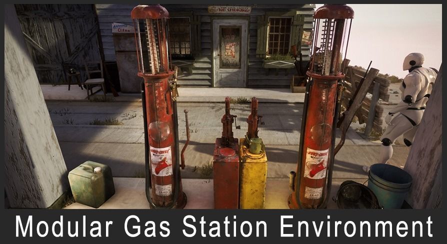 3D model Route 66 Gas Station Modular Environment VR / AR / low-poly ...