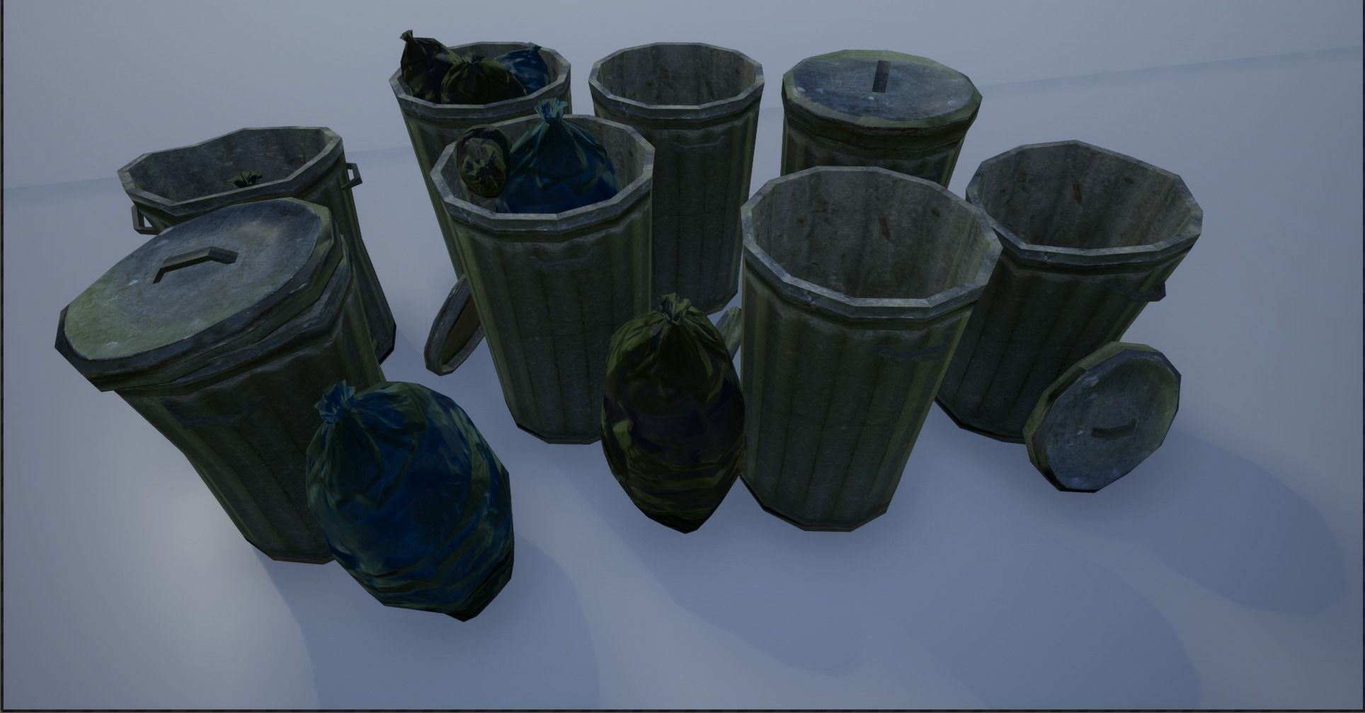 3D model Lowpoly Trash Bins and Trash Bags VR / AR / low-poly | CGTrader