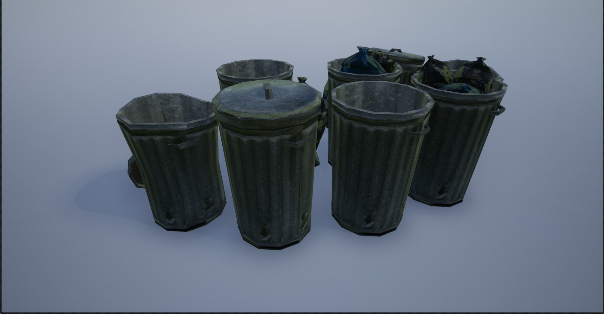 3D model Lowpoly Trash Bins and Trash Bags VR / AR / low-poly | CGTrader