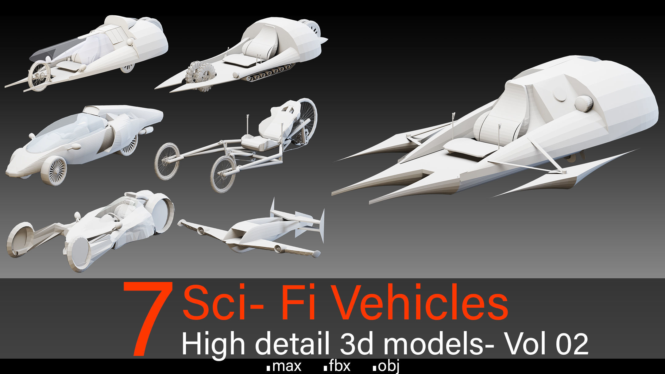 3D model 7 Sci- Fi Vehicles- Vol 02- High detail 3d models VR / AR ...