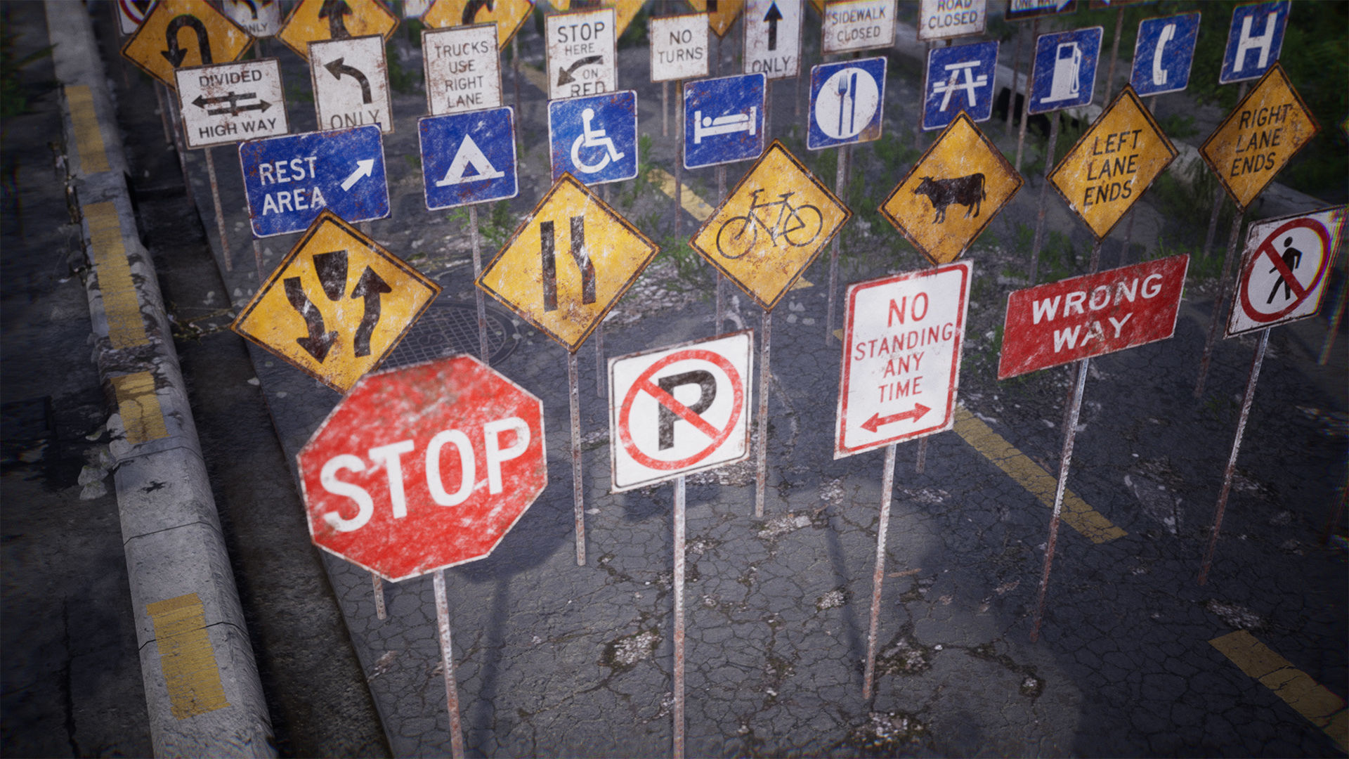 3D model Road Signs Package 120 Assets VR / AR / low-poly | CGTrader