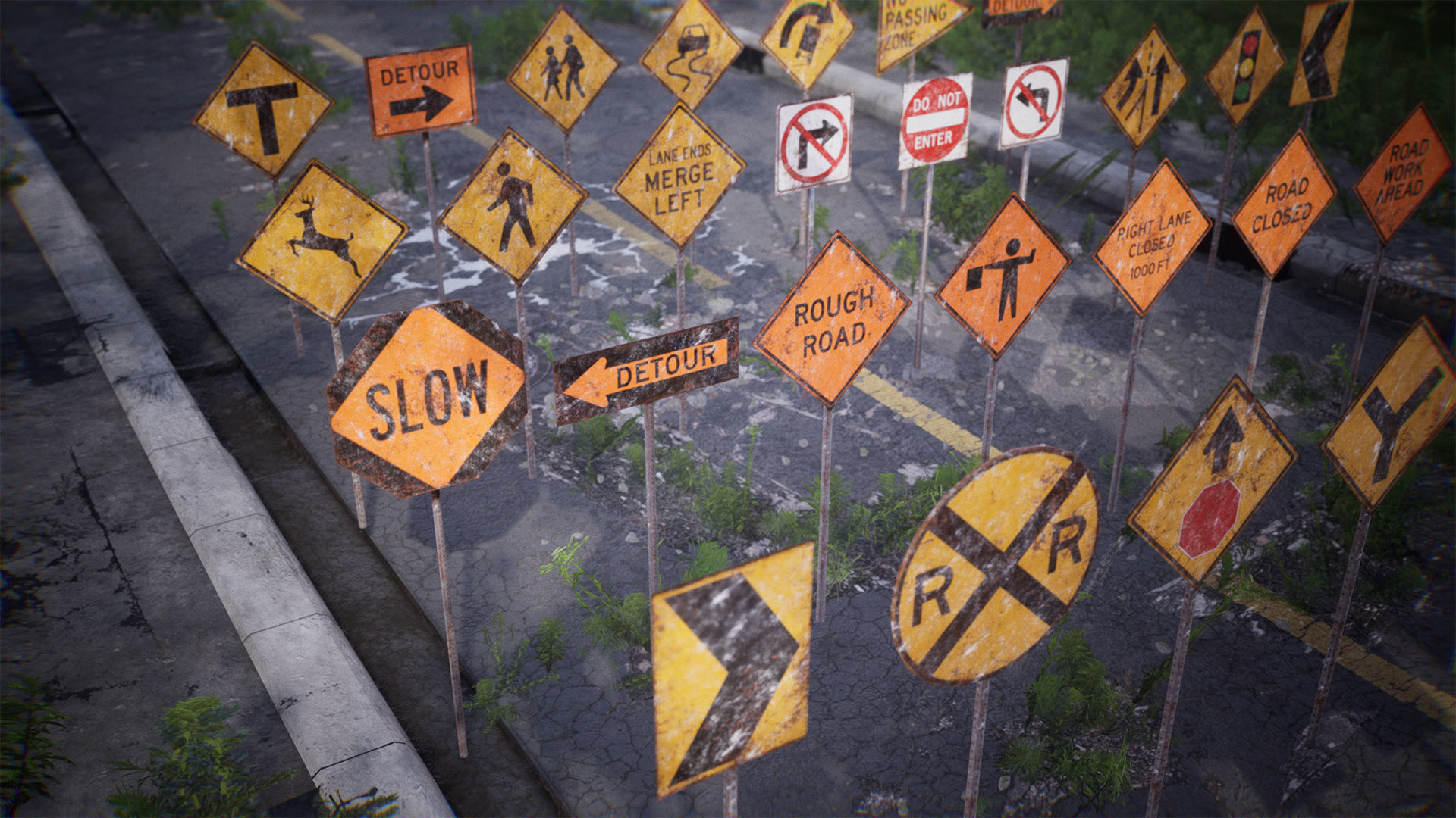 3D model Road Signs Package 120 Assets VR / AR / low-poly | CGTrader