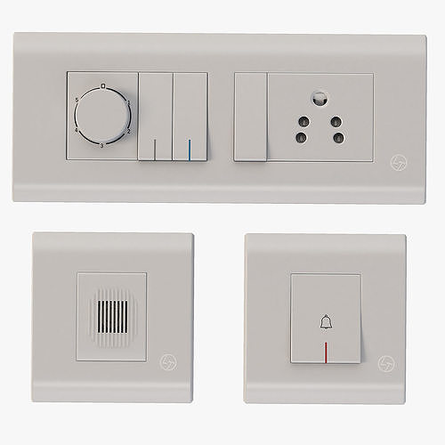 Modular Range Oris Switches and Sockets Set 3D model | CGTrader