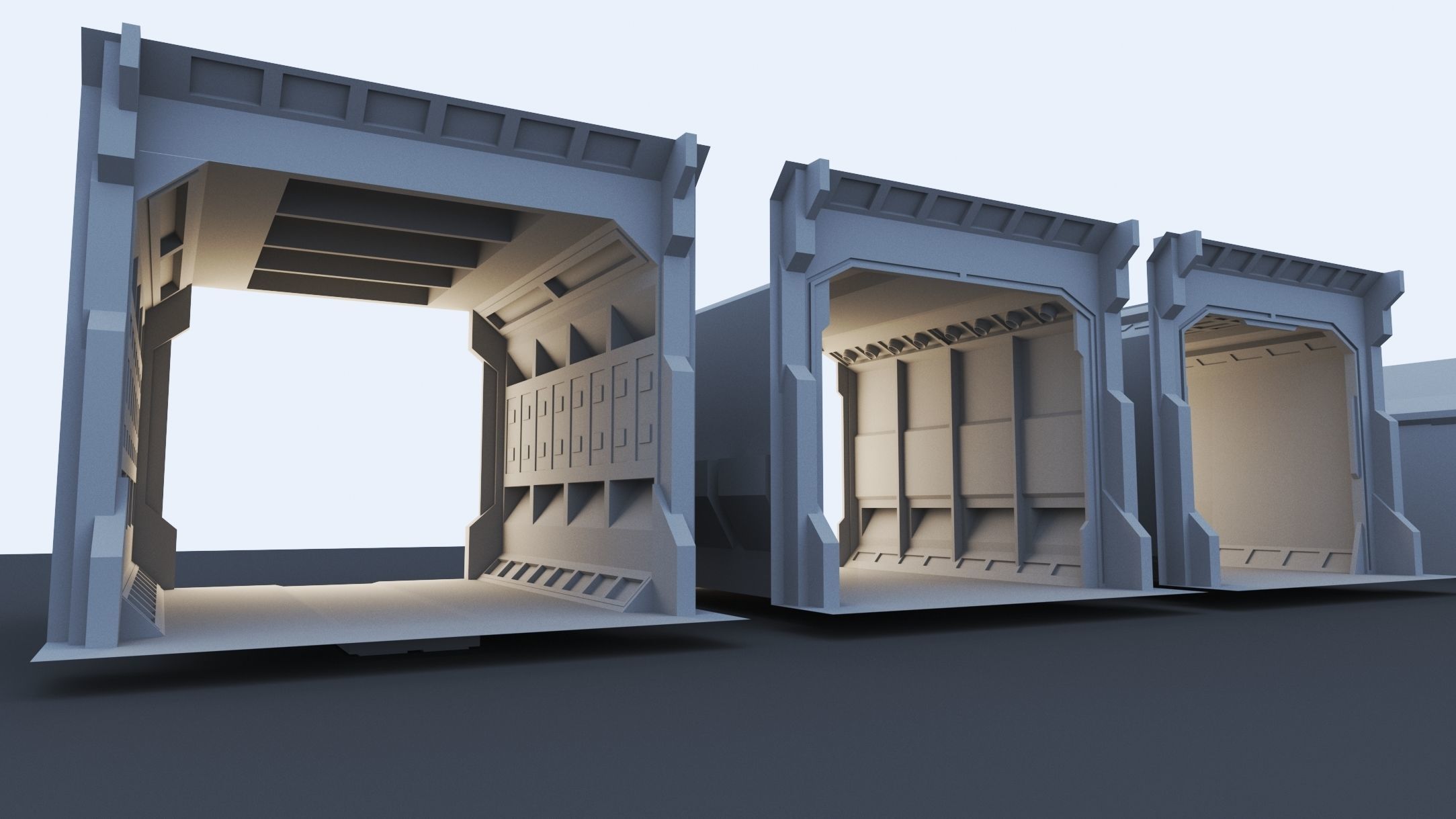 3D model 3 Sci-Fi Cabins - A Corridor- High detail 3d models VR / AR ...