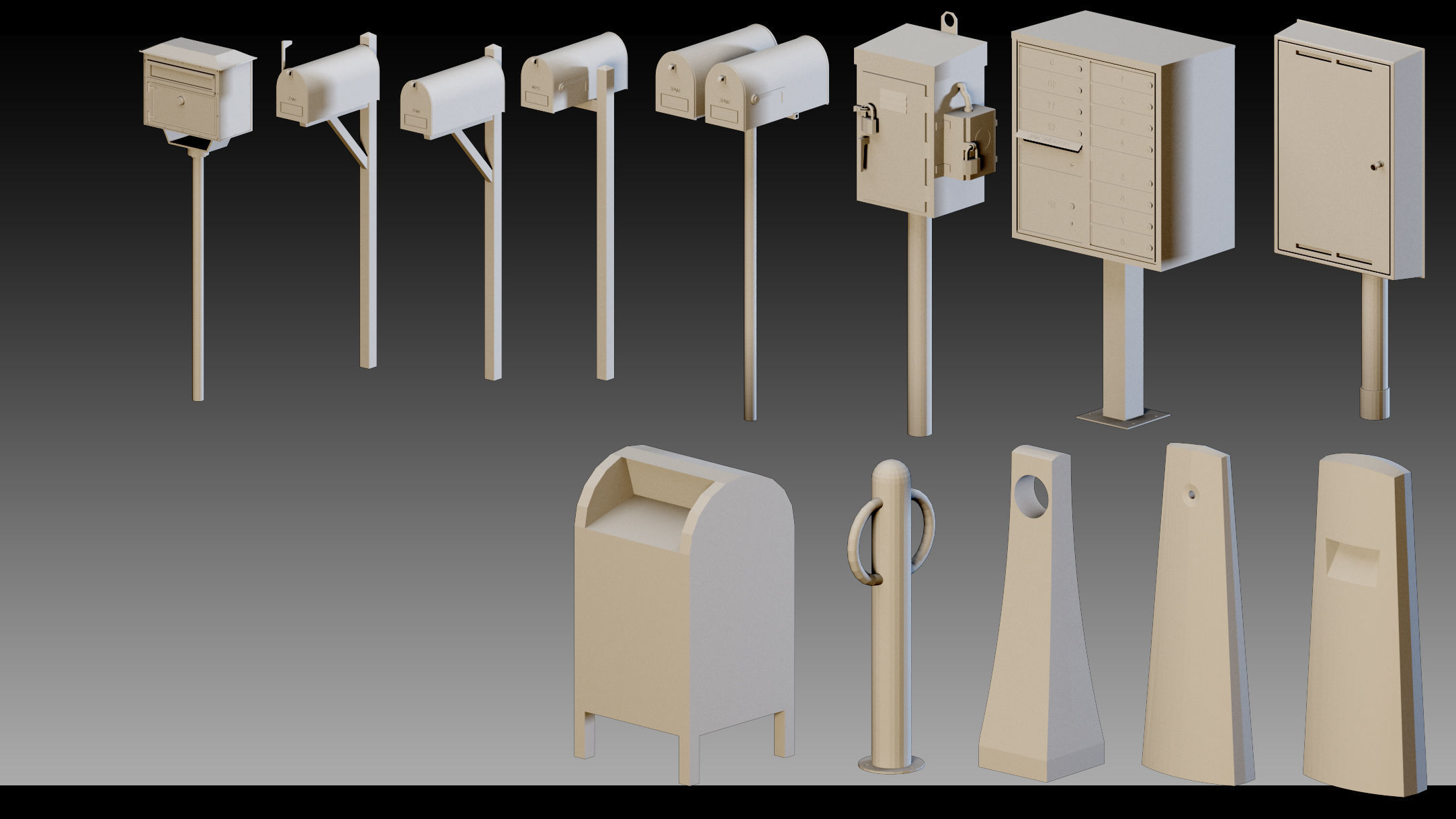 3D model 102 Urban Props- Vol 02- Kitbash- High detail 3d models VR ...