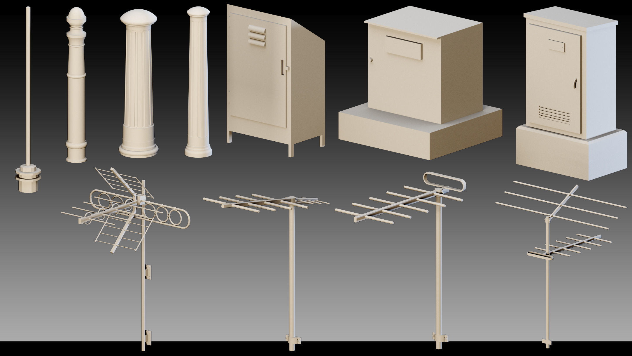 3D model 102 Urban Props- Vol 02- Kitbash- High detail 3d models VR ...