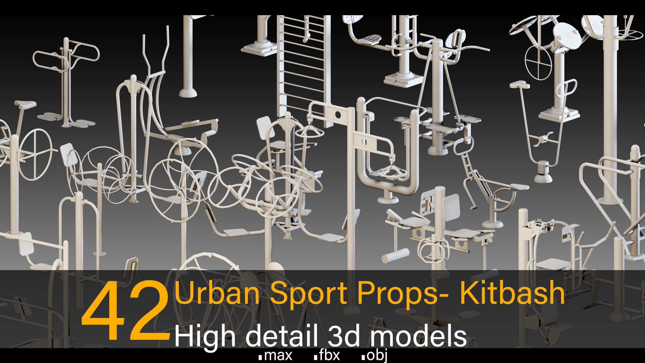 3D model 42 Urban Sport Props- Kitbash- High detail 3d models VR / AR ...