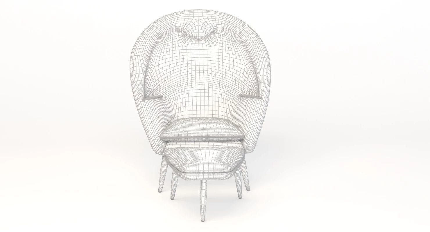 Nanna Ditzel Oda Lounge Chair And Ottoman 3D model | CGTrader
