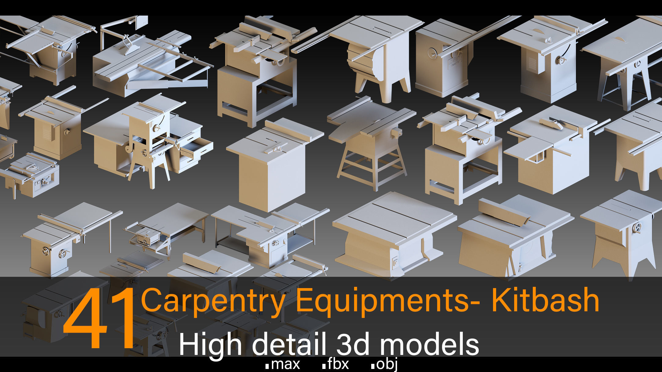 3D model 41 Carpentry Equipments- Kitbash- High detail 3d models VR / AR / low-poly | CGTrader