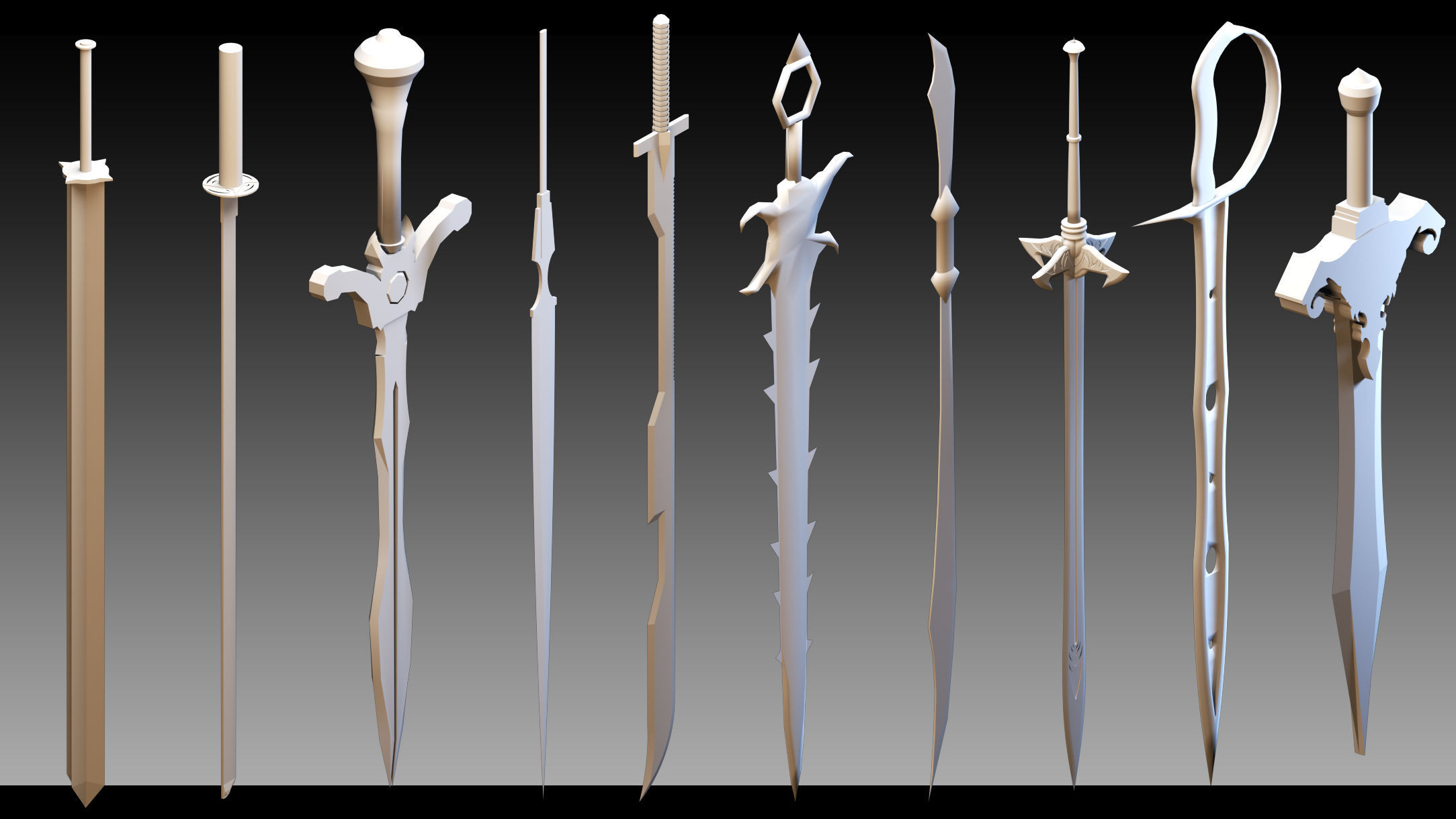 3D model 100 Swords- Kitbash- High detail 3d models VR / AR / low-poly ...