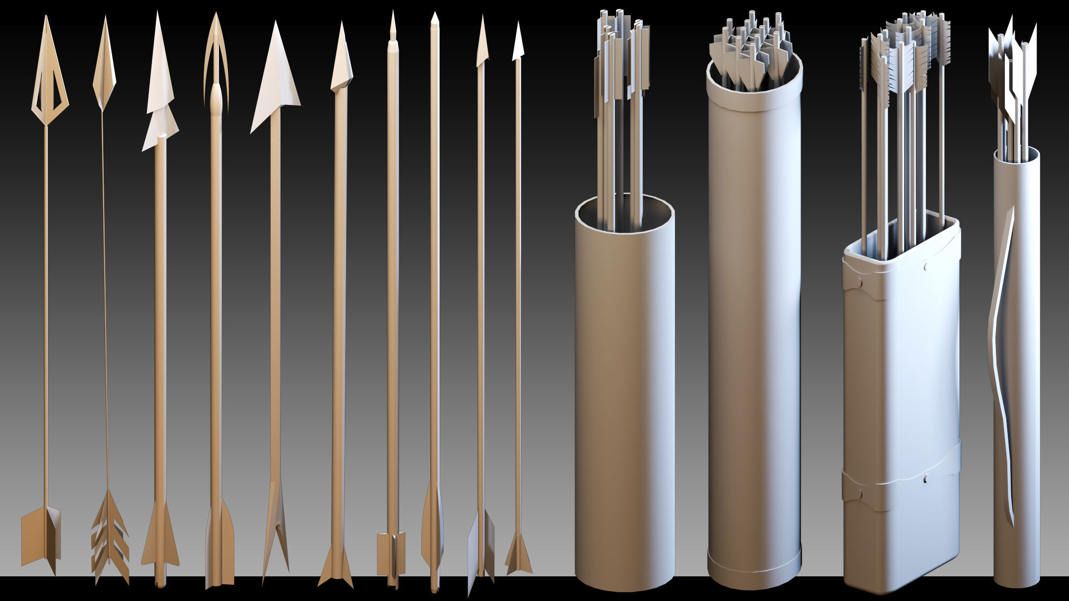 3D model 87 Bows and Arrows- Kitbash- High detail 3d models VR / AR ...