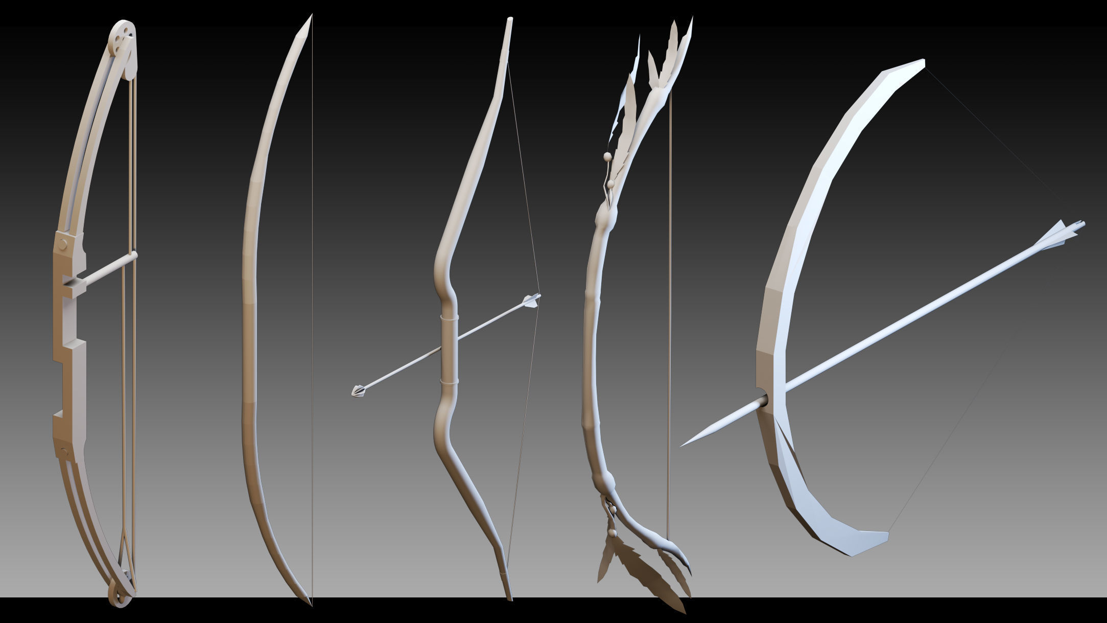 3D model 87 Bows and Arrows- Kitbash- High detail 3d models VR / AR ...