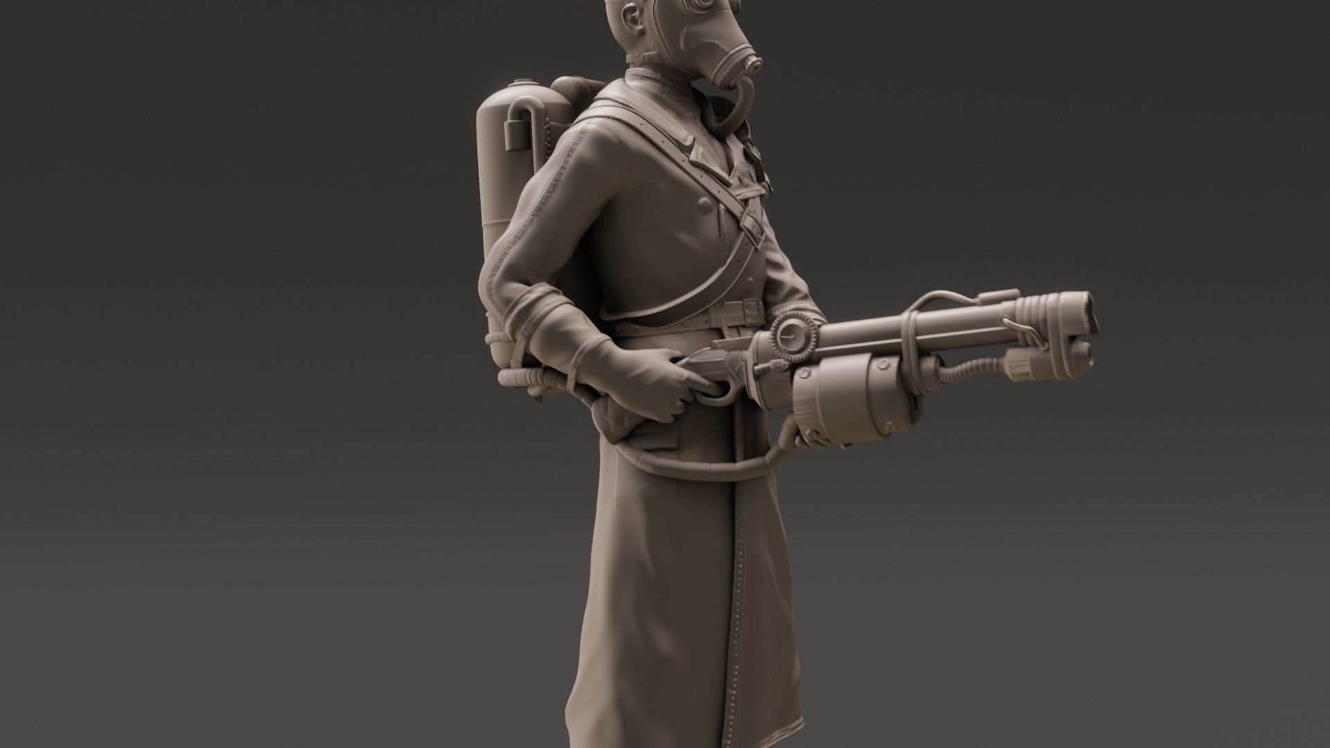 Steampunk Flame Thrower Miniature Figure 3d print 3D model 3D printable | CGTrader