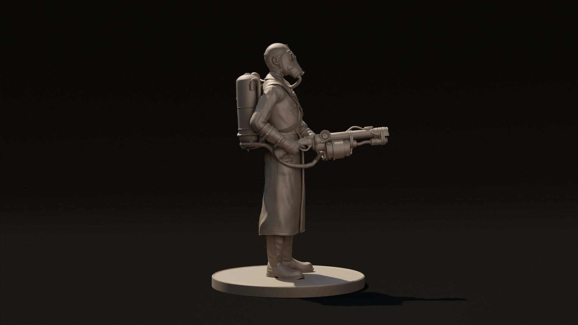 Steampunk Flame Thrower Miniature Figure 3d print 3D model 3D printable ...