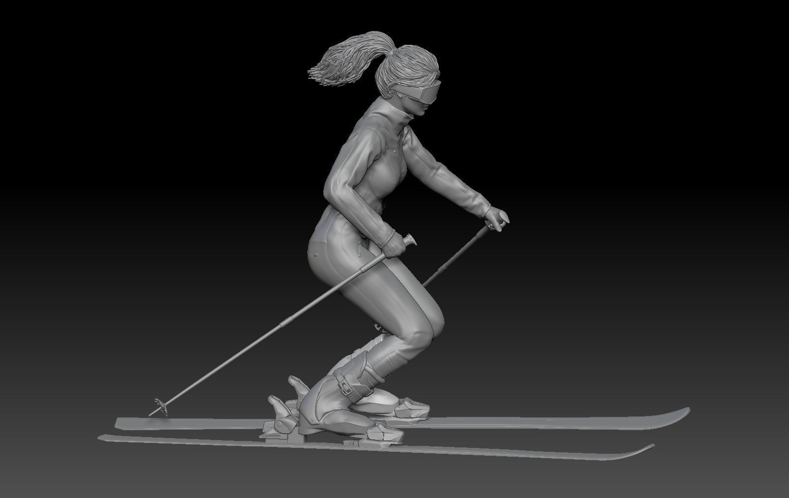SKI GIRL 1 3D model 3D printable | CGTrader