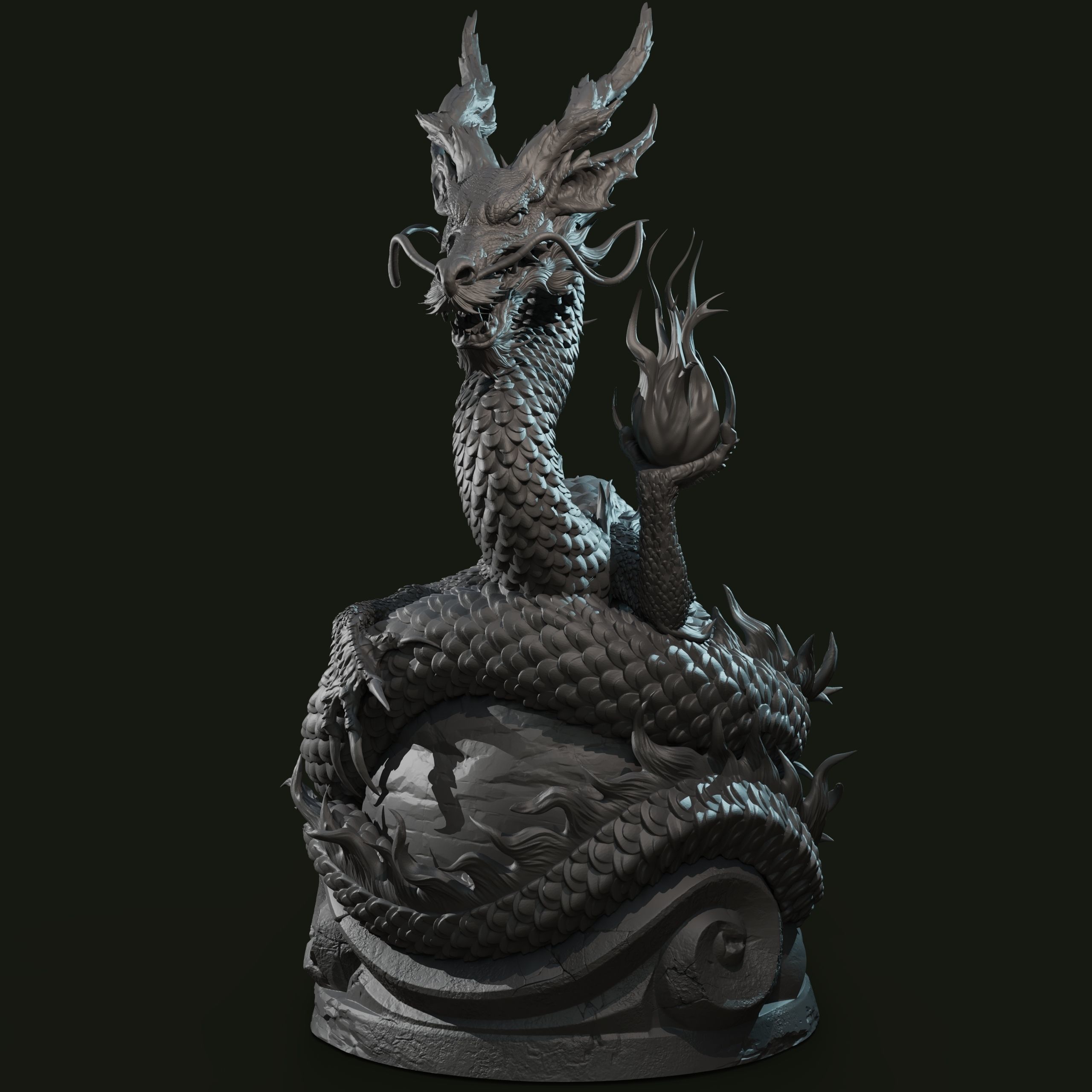 Asian Dragon Sculpture 3D model | CGTrader