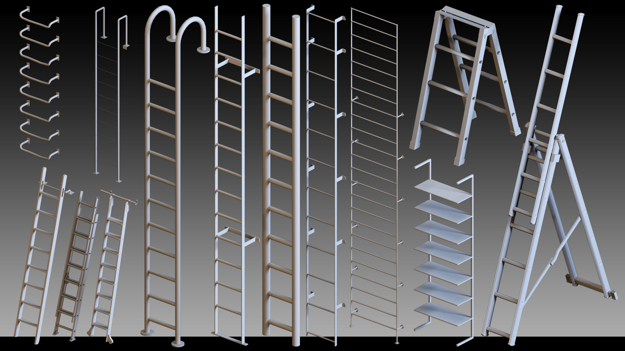 3D model 115 Industrial Ladders- Kitbash- High detail 3d models VR / AR ...